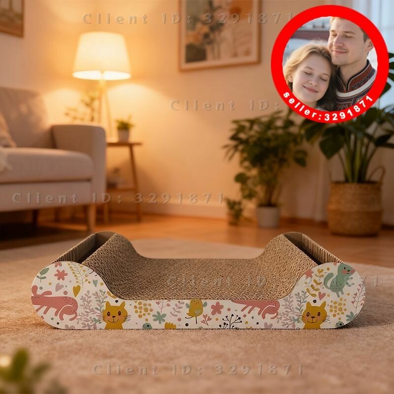 Когтеточка для кошек HomeCat Мятная волна, 48 х 27 х 8 см