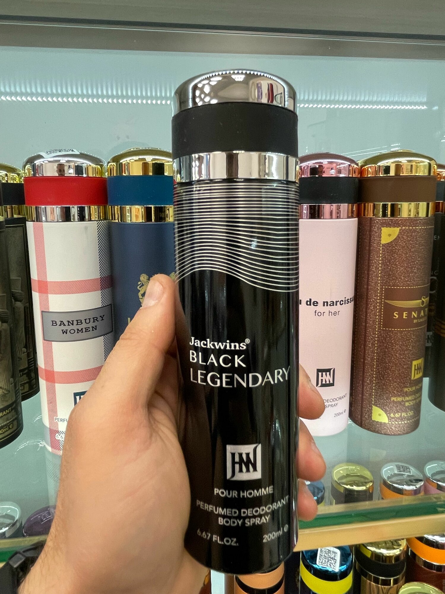 Jackwins Black Legendary Pour Homme мужской парфюмированный дезодорант-спрей для тела 200 мл