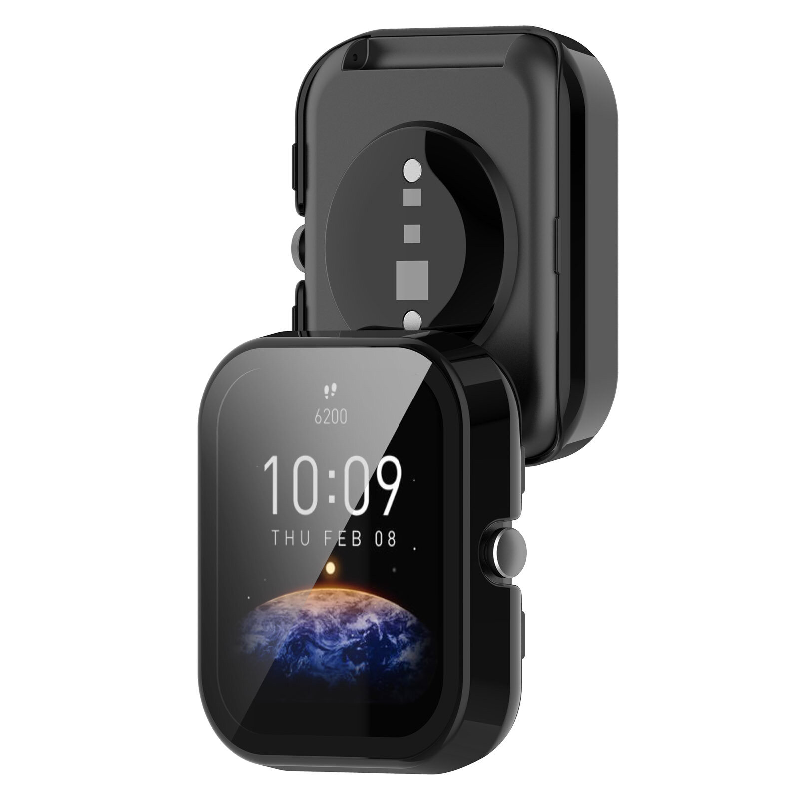 Защитный бампер-чехол MyPads Protect из тончайшего и прочного пластика для Amazfit Bip 3 Pro с противоударными свойствами, с защитой экрана, черный