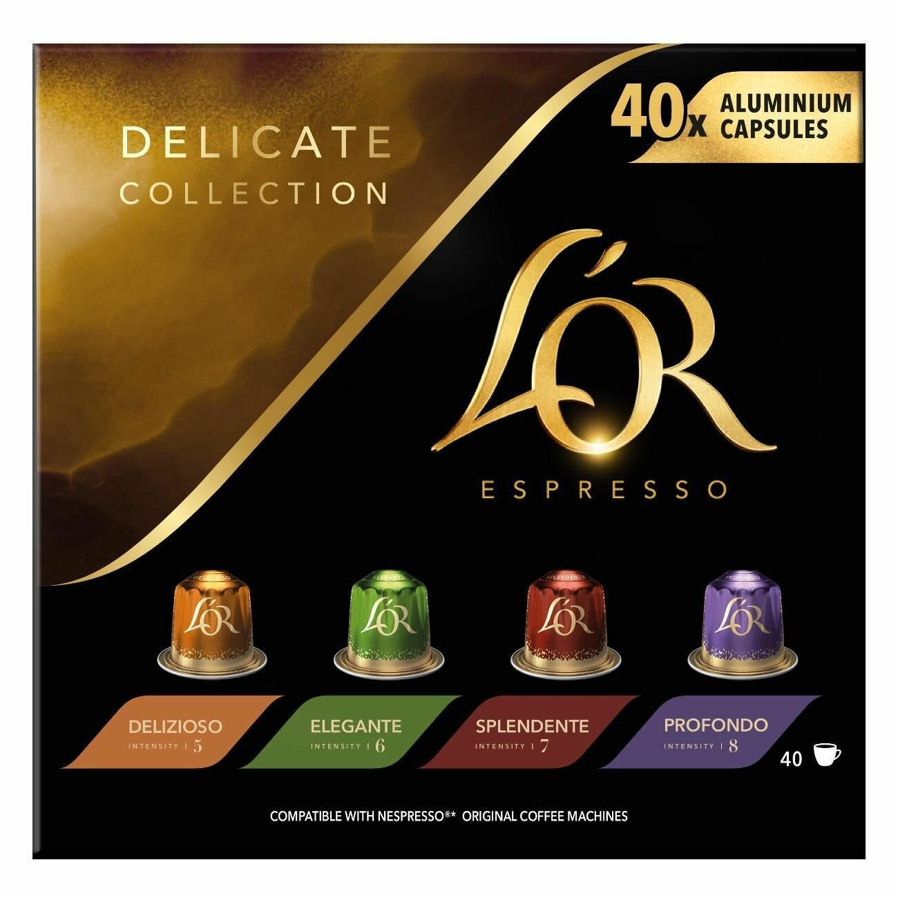 Набор кофе натурального жареного молотого L’OR Espresso 4х52г (208г): Delizioso, Lungo Elegante, Splendente, Lungo Profondo