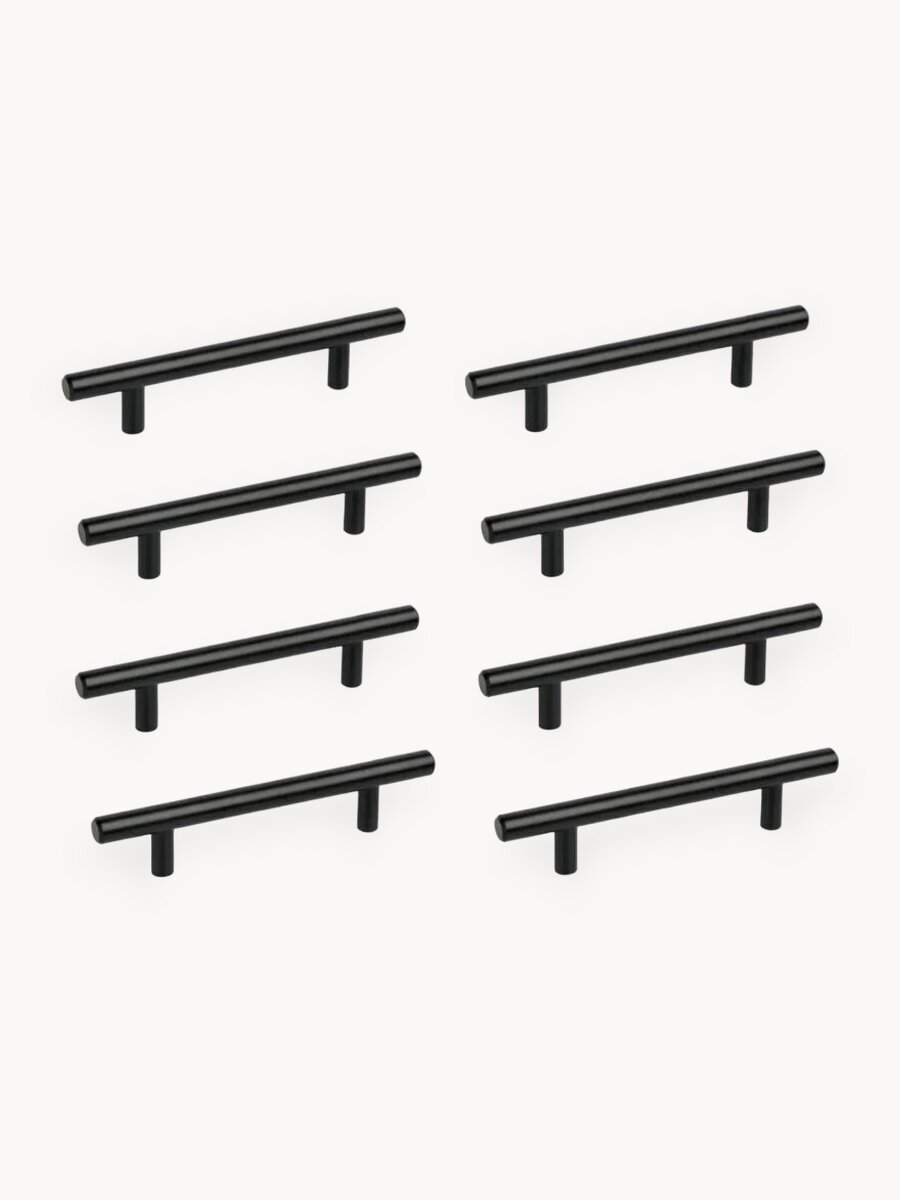 Мебельная ручка - рейлинг из нержавеющей стали 192мм / 272мм, D12мм, чёрный матовый 8 шт