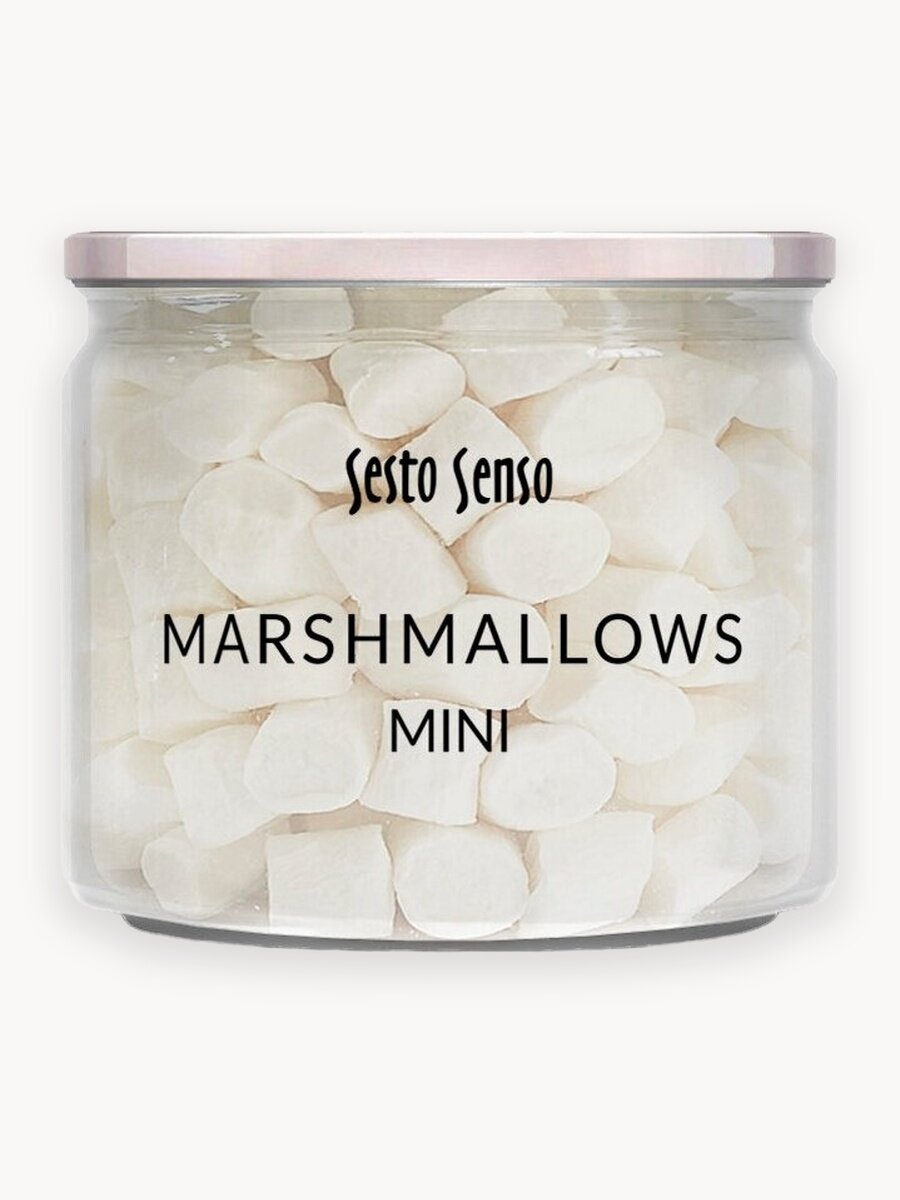 Зефир жевательный (маршмеллоу мини) с ароматом пломбира MARSHMALLOWS MINI, Sesto Senso, банка ПЭТ, 70гр