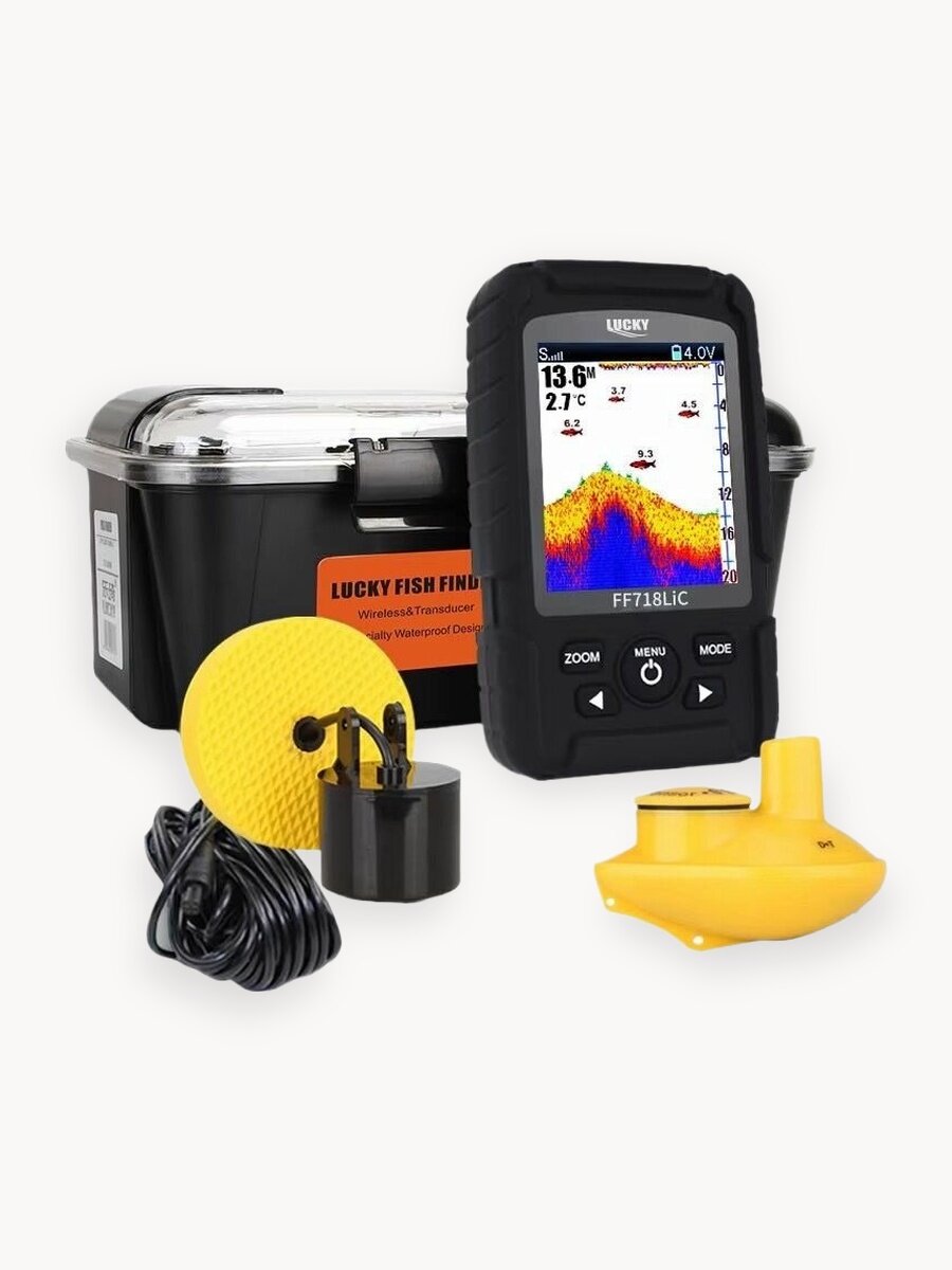 Эхолот для рыбалки Lucky FF718LiCD, для летней и зимней рыбалки с лодки и берега / эхолот беспроводной Лаки