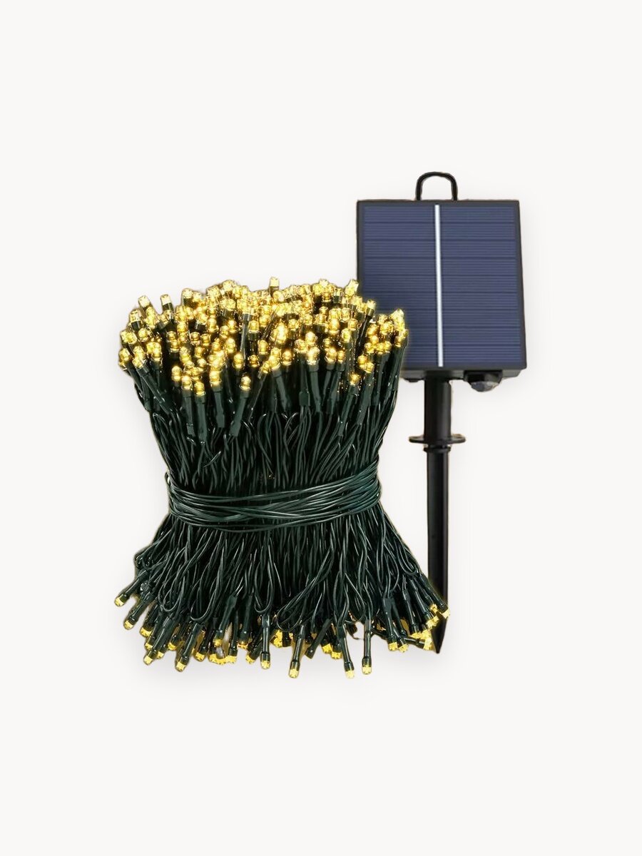Гирлянда уличная на солнечной батарее для сада 100 метров