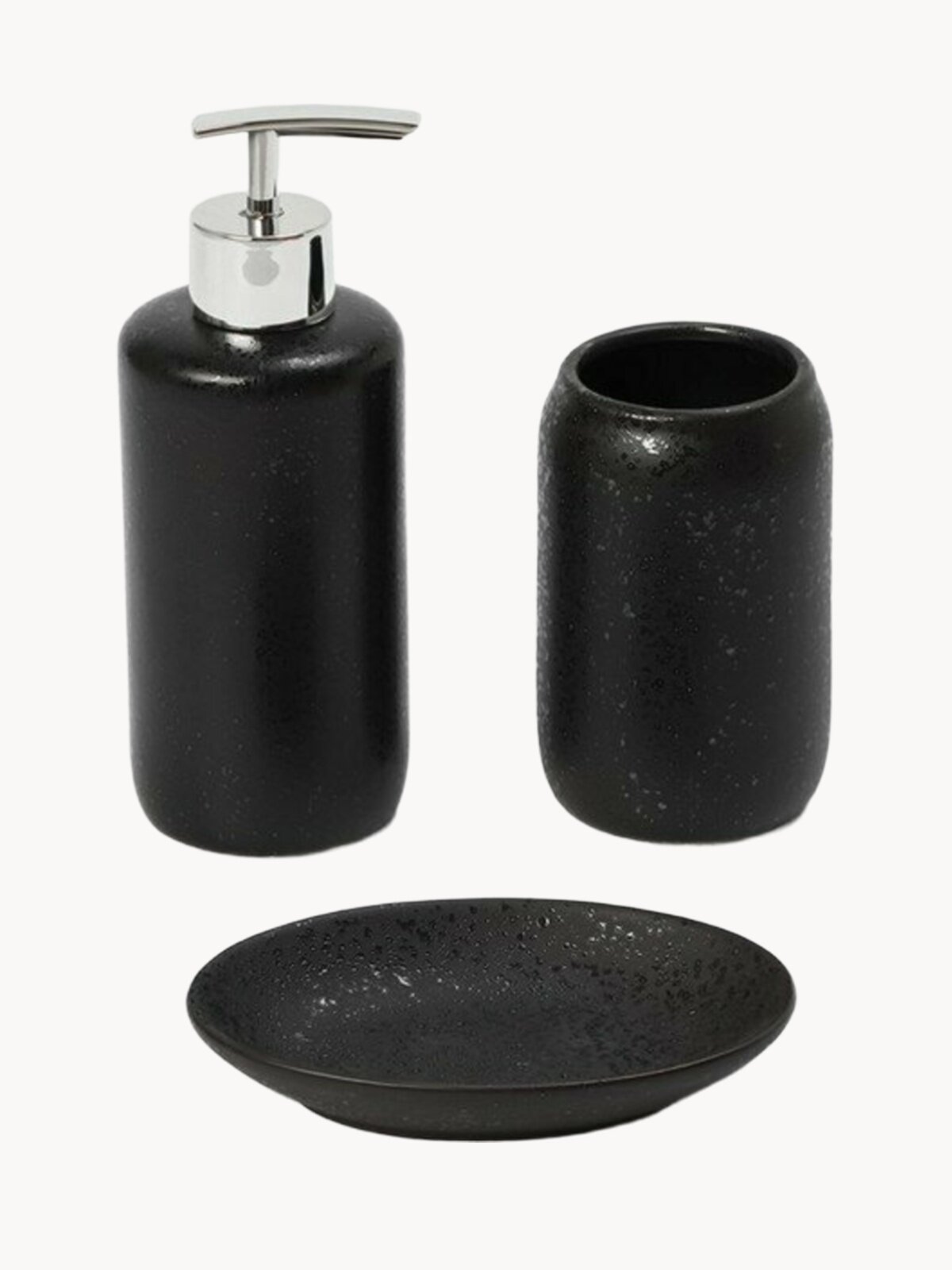 Набор аксессуаров для ванной комнаты Доляна «Венера», 3 предмета (дозатор 350 мл, мыльница, стакан), цвет чёрный