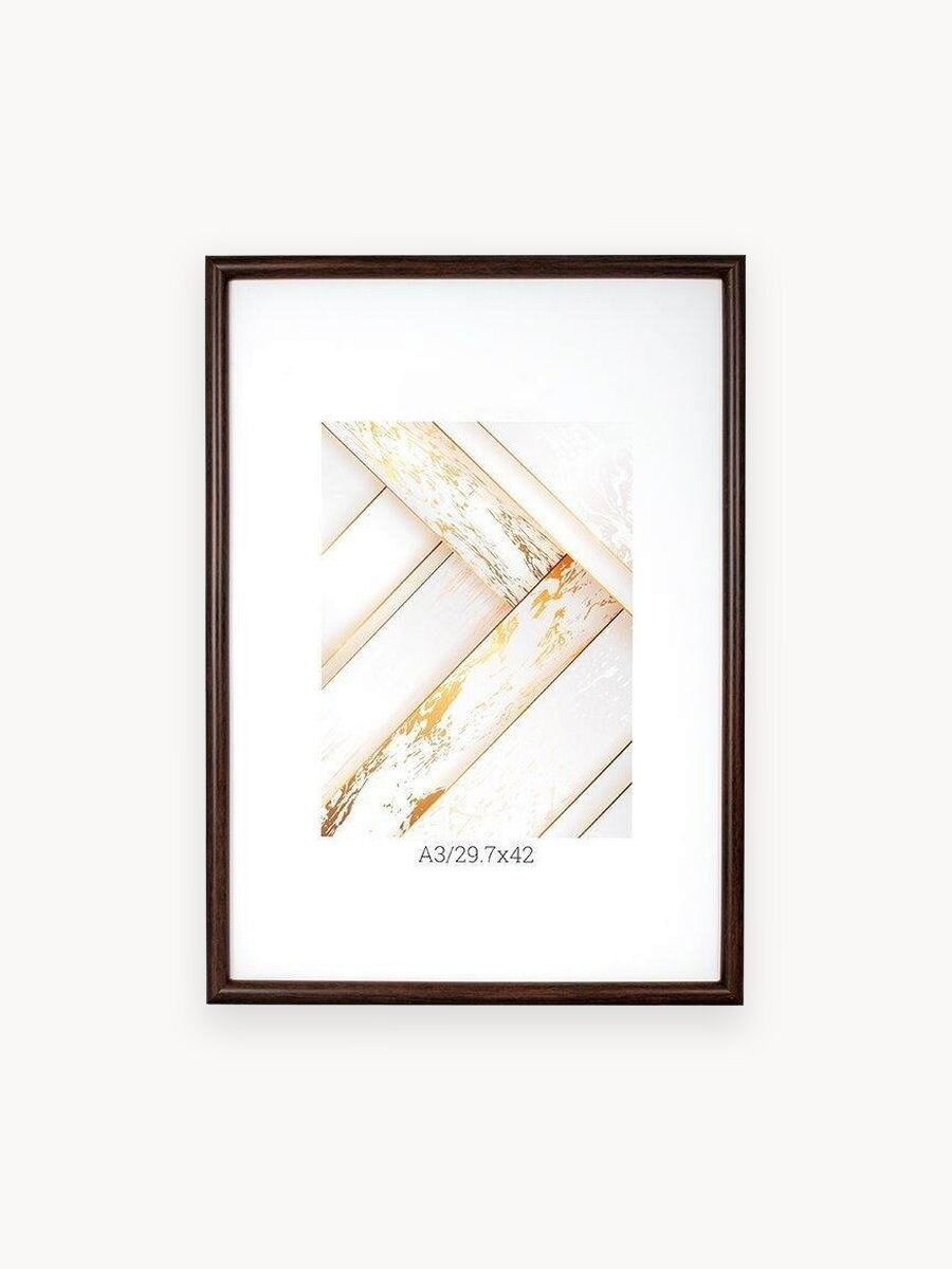Рамка для фотографии, постера, рисунка, фоторамка 29,7х42, 30х42 (a3), минимализм, под дерево, темно-коричневая GF 6390