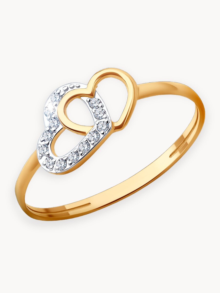 Кольцо, красное золото, 585 проба, фианит