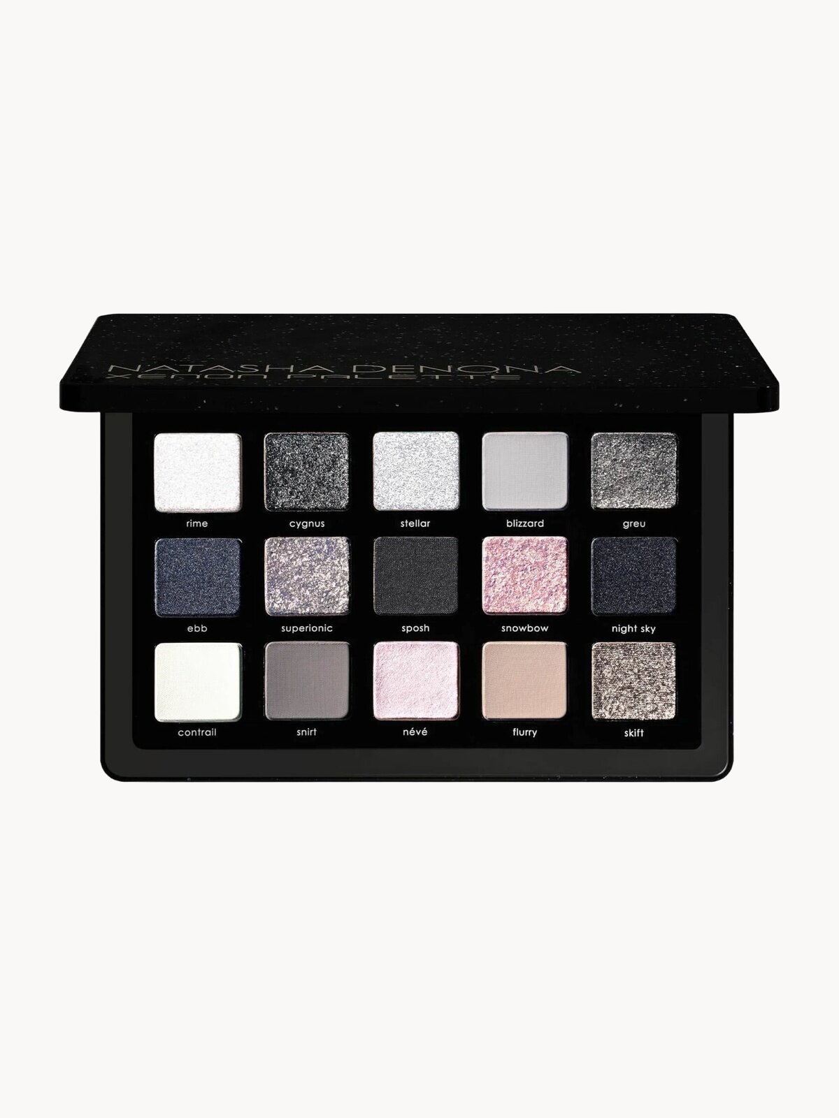 Палетка теней Natasha Denona Xenon Palette, матовая, металлик, 15 оттенков