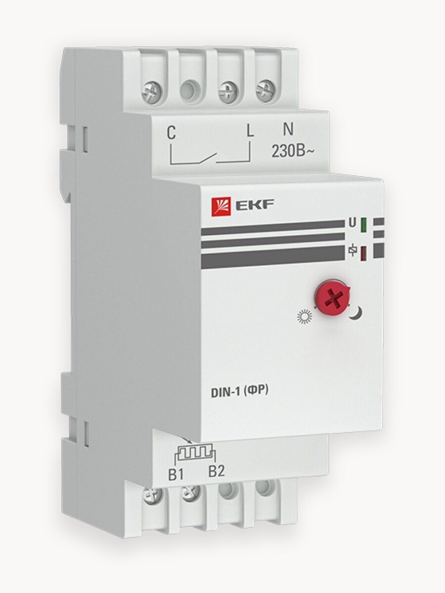 Фотореле на DIN-рейку с выносным датчиком (ФР) 2-100Лк 25А 3000Вт EKF PROxima