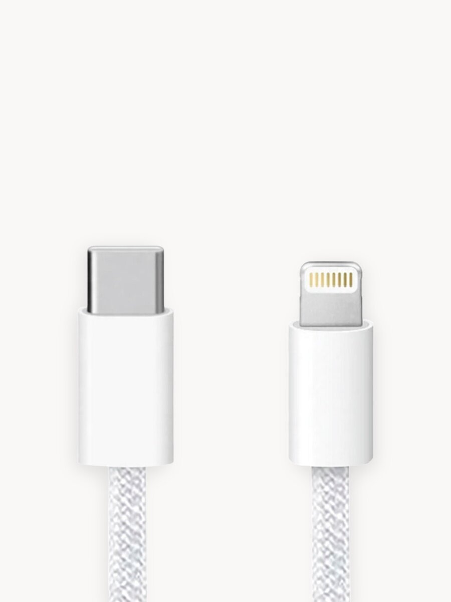 Провод для айфона, WALКЕR, C860, 2 метра, 30W, Type-C-Lightning, поддержка PD, нейлоновый кабель, для смартфона, Iphone/Apple, белый