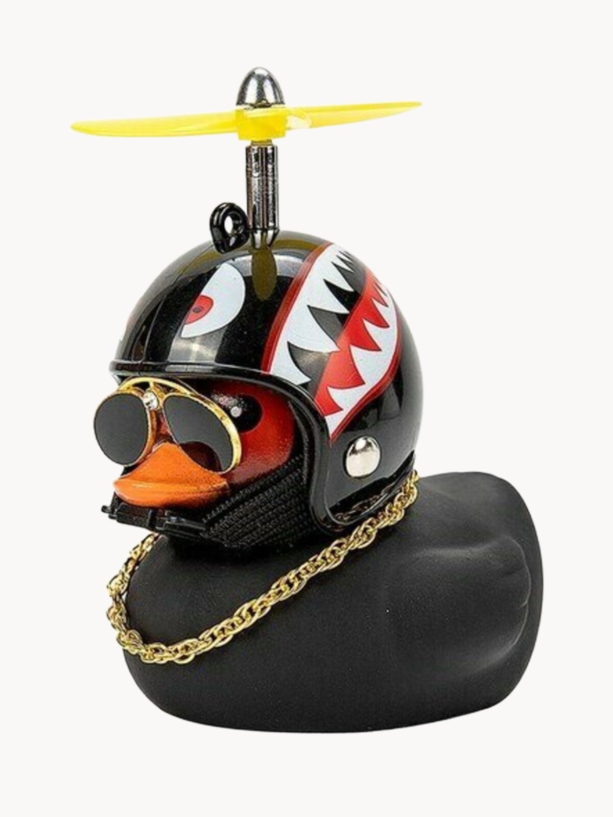 Утка в шлеме черная Акула в машину с креплением на велосипед и с подсветкой, утка с пропеллером, подарок, Тик Ток Уточка в шлеме