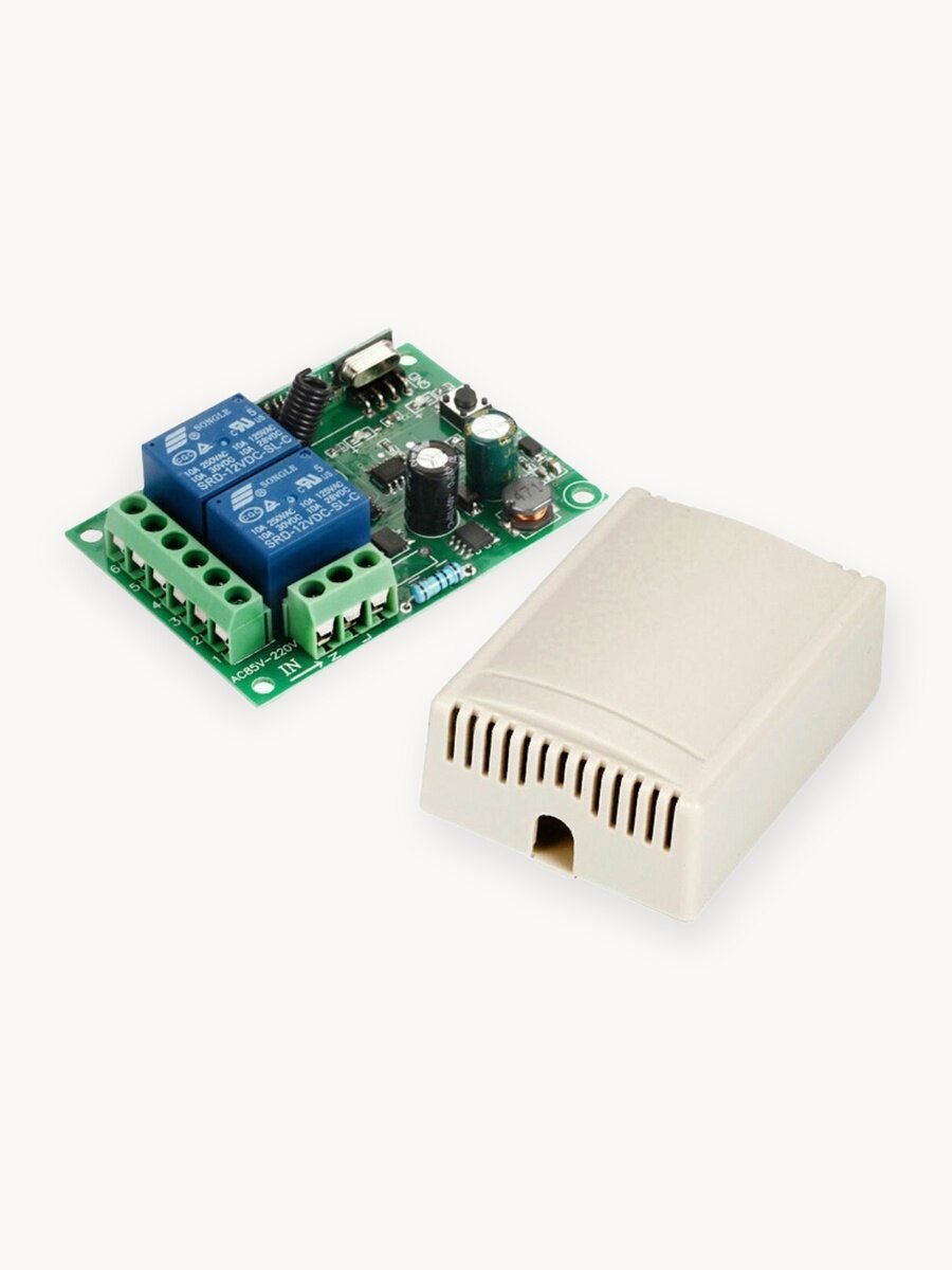 Радиоуправляемое двухканальное реле AC 110-220 В, 433 МГц, 1100 Вт, универсальный модуль для управления двумя приборами (СФ)