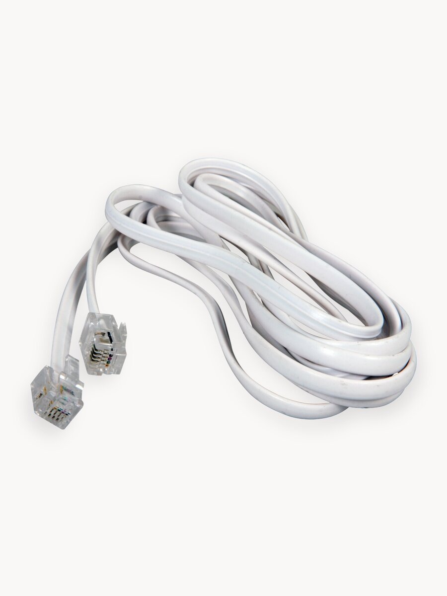 Телефонный шнур-удлинитель RJ-11(6P-4C) 3 м для подключения устройств, цвет: Белый REXANT