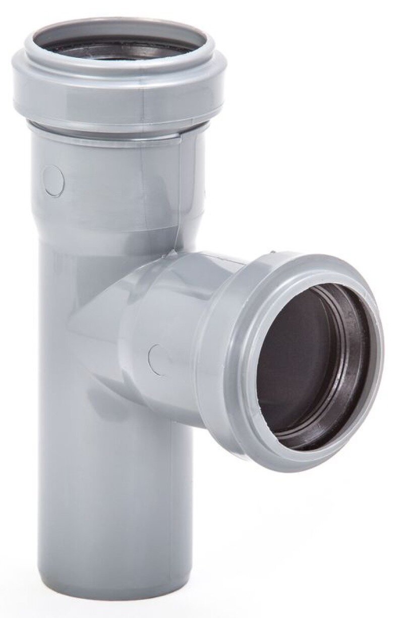 Тройник Lammin / Ламмин для внутренней канализации полипропиленовый, серый, размером 50х40мм/87.5° / водоснабжение