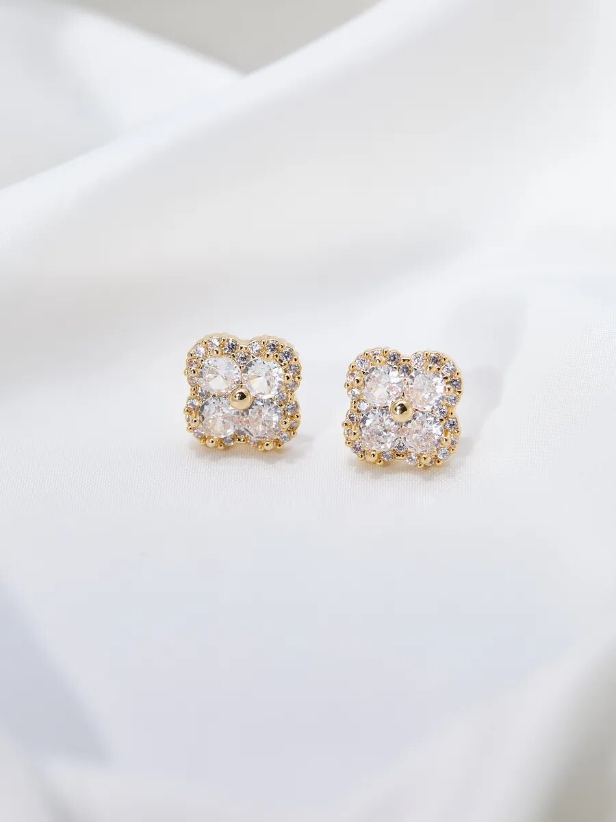 Серьги пусеты, фианит, циркон, кристалл