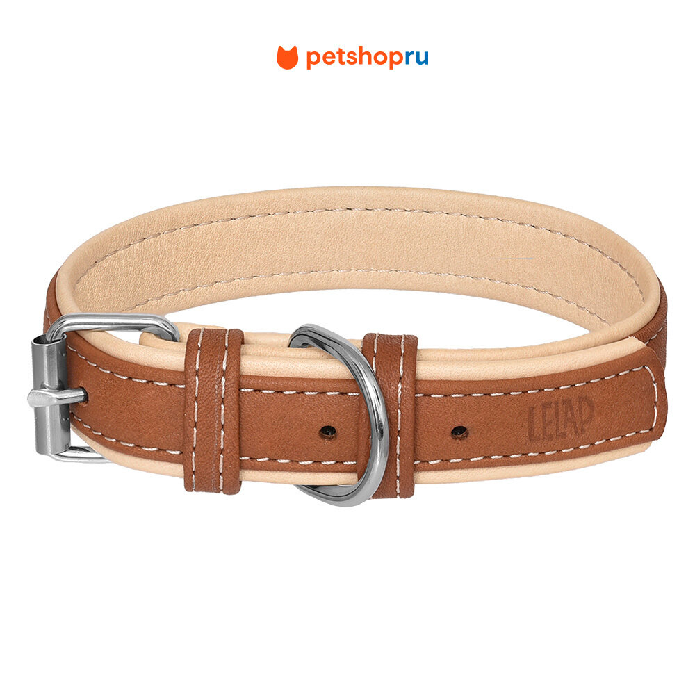 LeLap ошейник Joli из натуральной кожи, 27-36 см, коричневый