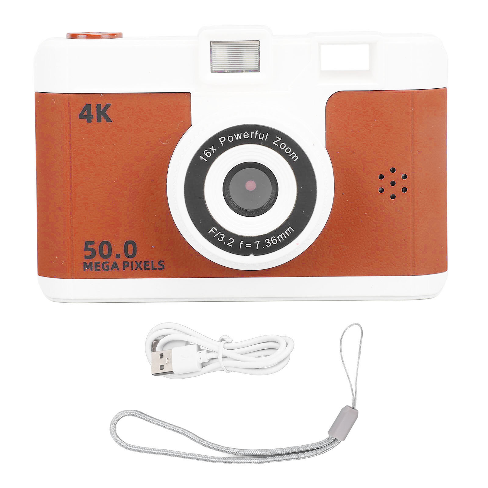 Цифровая камера 1080p 50MP HD Двойной линз Wireless 16x цифровой Zoom Antive Commance Camera с MP3 -играми для фотографии видео Vlogging Brown