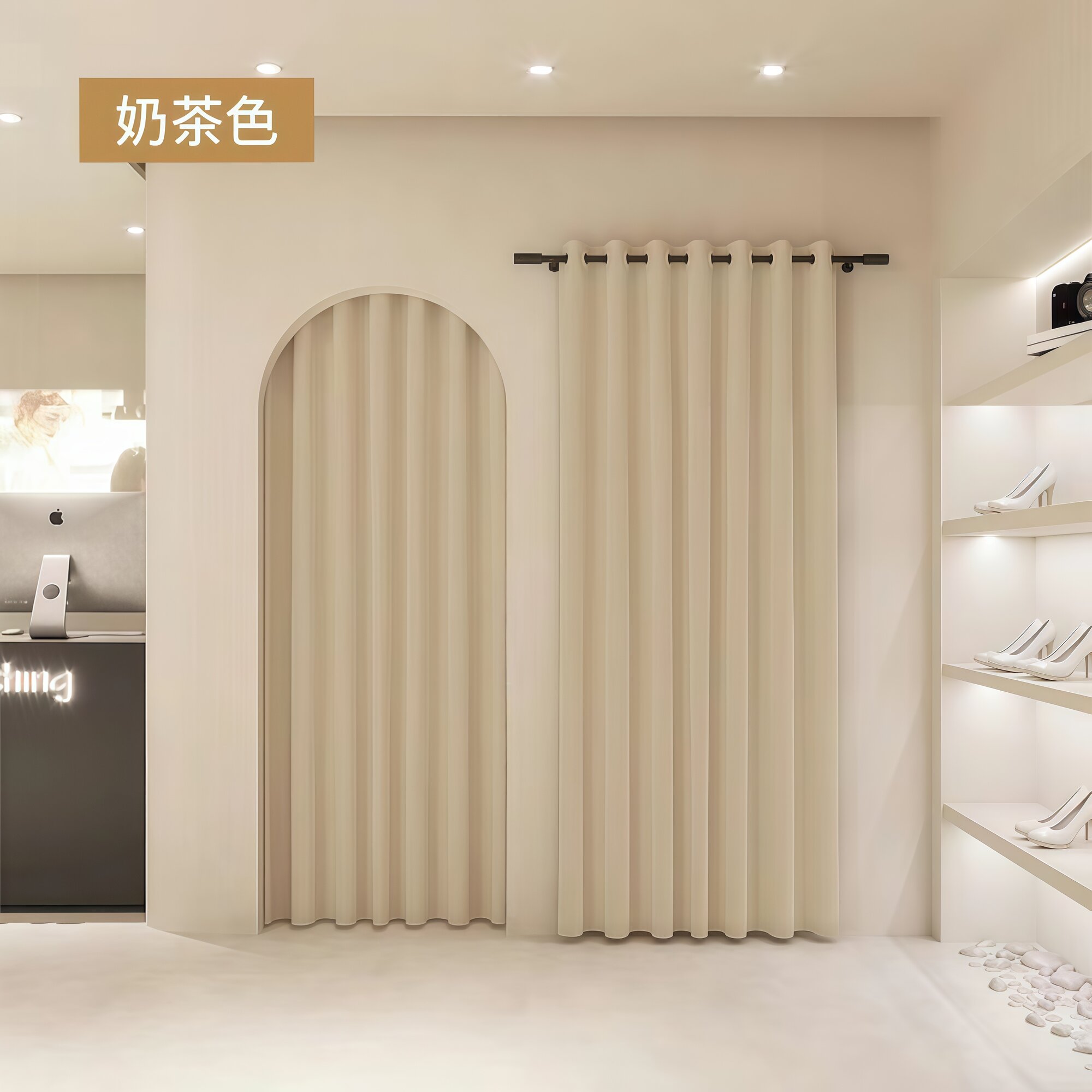 Штора Китайская традиция Ahoyikaa W200× H250 полиэстер, хлопок, бежевый, непрозрачная, 1 шт.