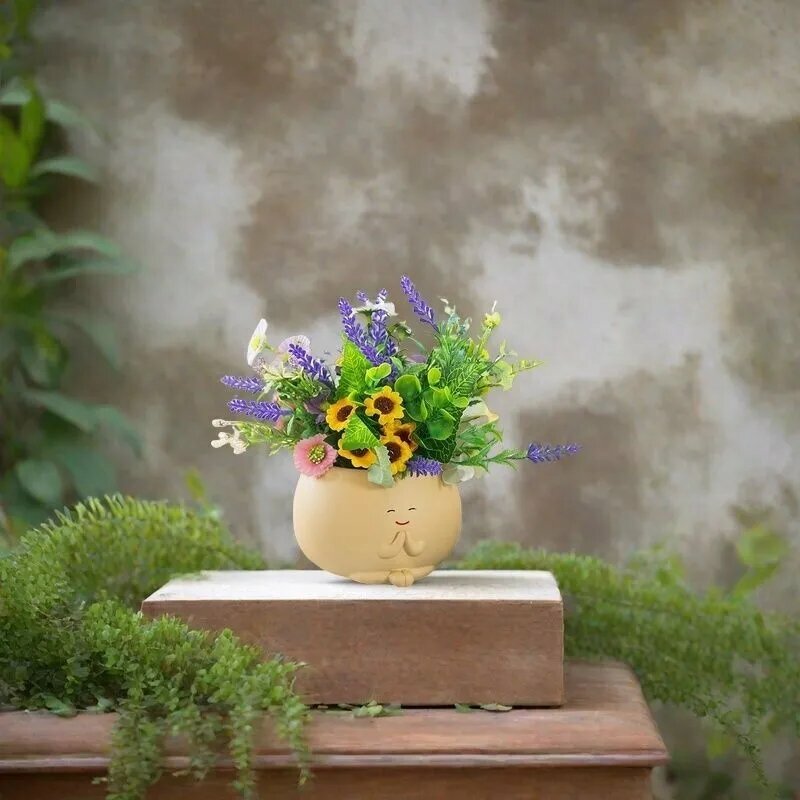 Милые украшения для дома с улыбающимися лицами, маленькие цветочные горшки, украшения для офиса, дома и балкона.