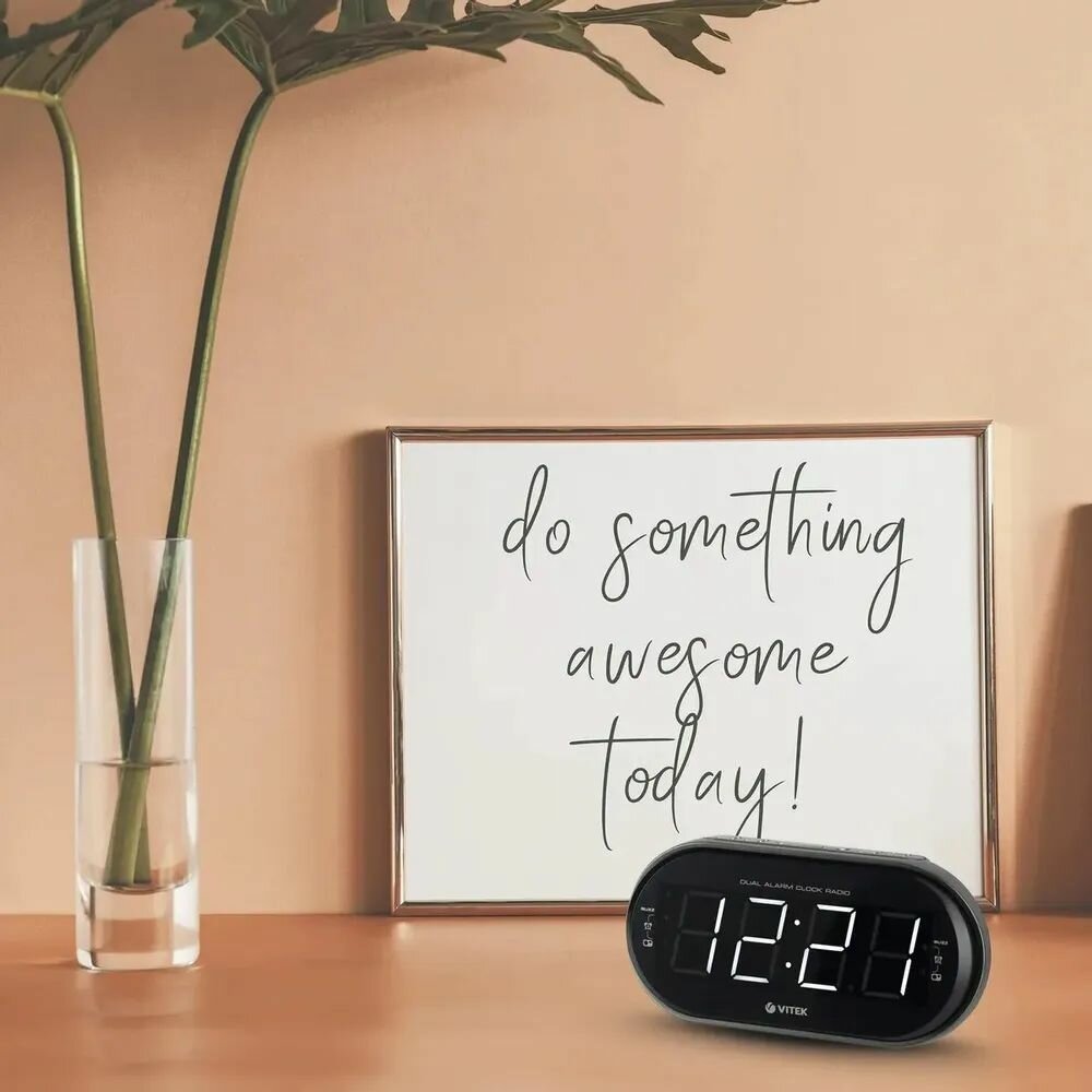 Радиобудильник VITEK VT-6610, питание от сети, серый