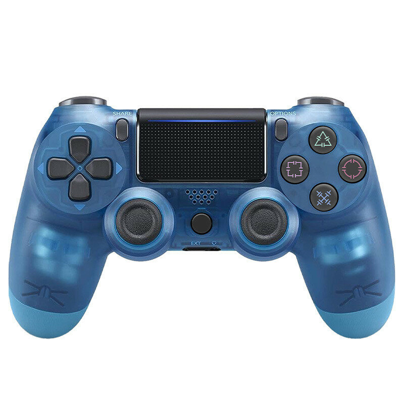 High-performance p4 game controller wireless bluetooth connectivity with shock feedback and comfort grip transparent blue