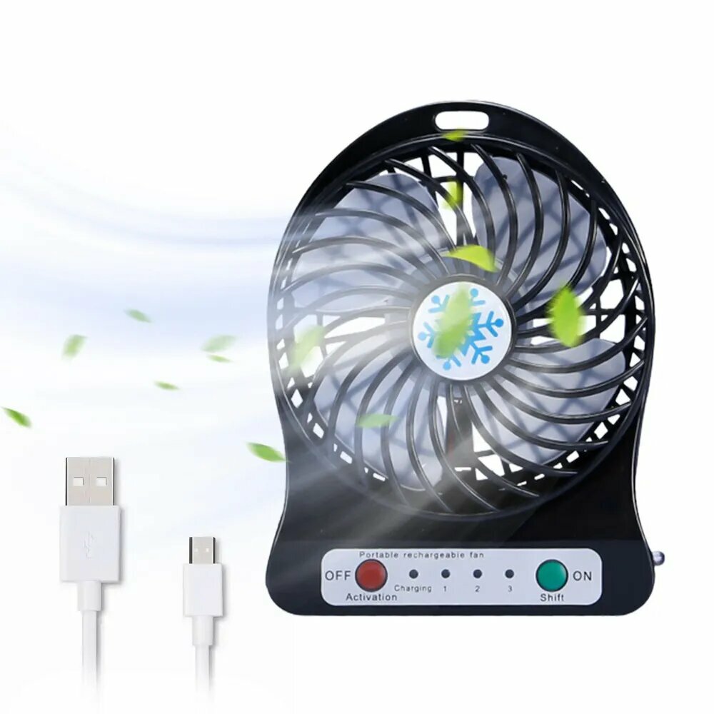 Портативный вентилятор Viikei LLY230616006, с подсветкой, перезаряжаемый