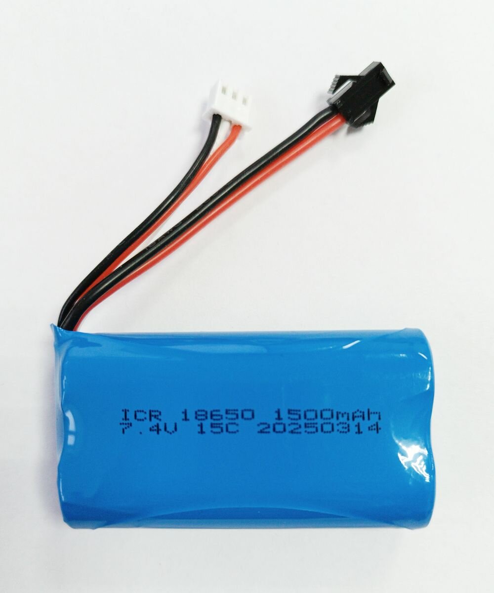 Аккумулятор 7.4V 1500 mAh Li-Ion 18650 разъем YP SM 2P, для радиоуправляемой машинки, танка, катера