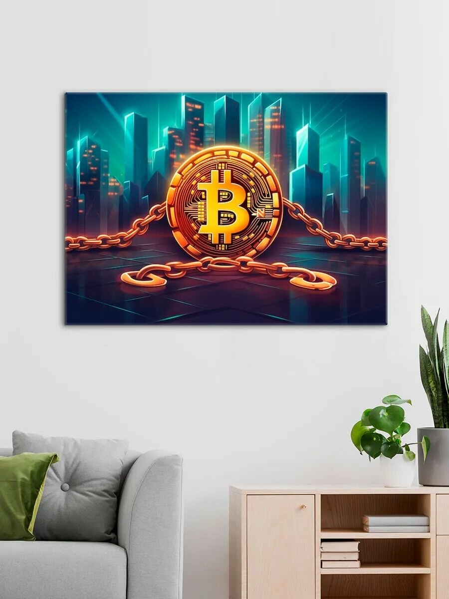 Картина на стену "Биткойн BTC", 40х30 см