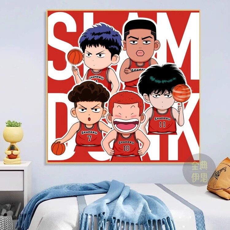 SLAM DUNK, Цветочная дорога Сакураги, Алмазная живопись, Без рамки, 80х80 см