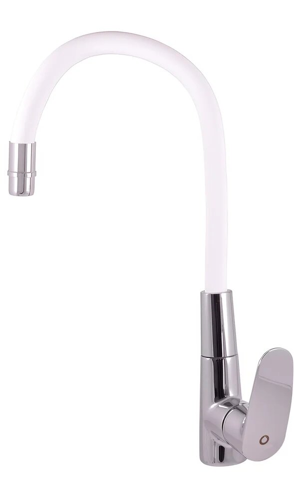 Смеситель для кухни Rav Slezak Amur AM719.5/10B с гибким изливом, с поворотным изливом, хром, белый, глянцевый, однорычажный, с керамическим картриджем