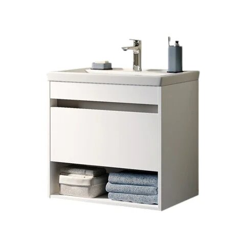 Тумба с раковиной IDDIS Zodiac X 60 подвесная, 61 см, белая, матовая, из МДФ, с ящиками, раковина для ванной фарфоровая, прямоугольная, встроенный слив-перелив