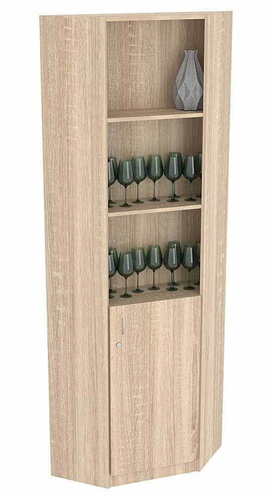 Стеллаж угловой из ДСП серии Эконом №5 с дверкой 810 мм, Дуб сонома