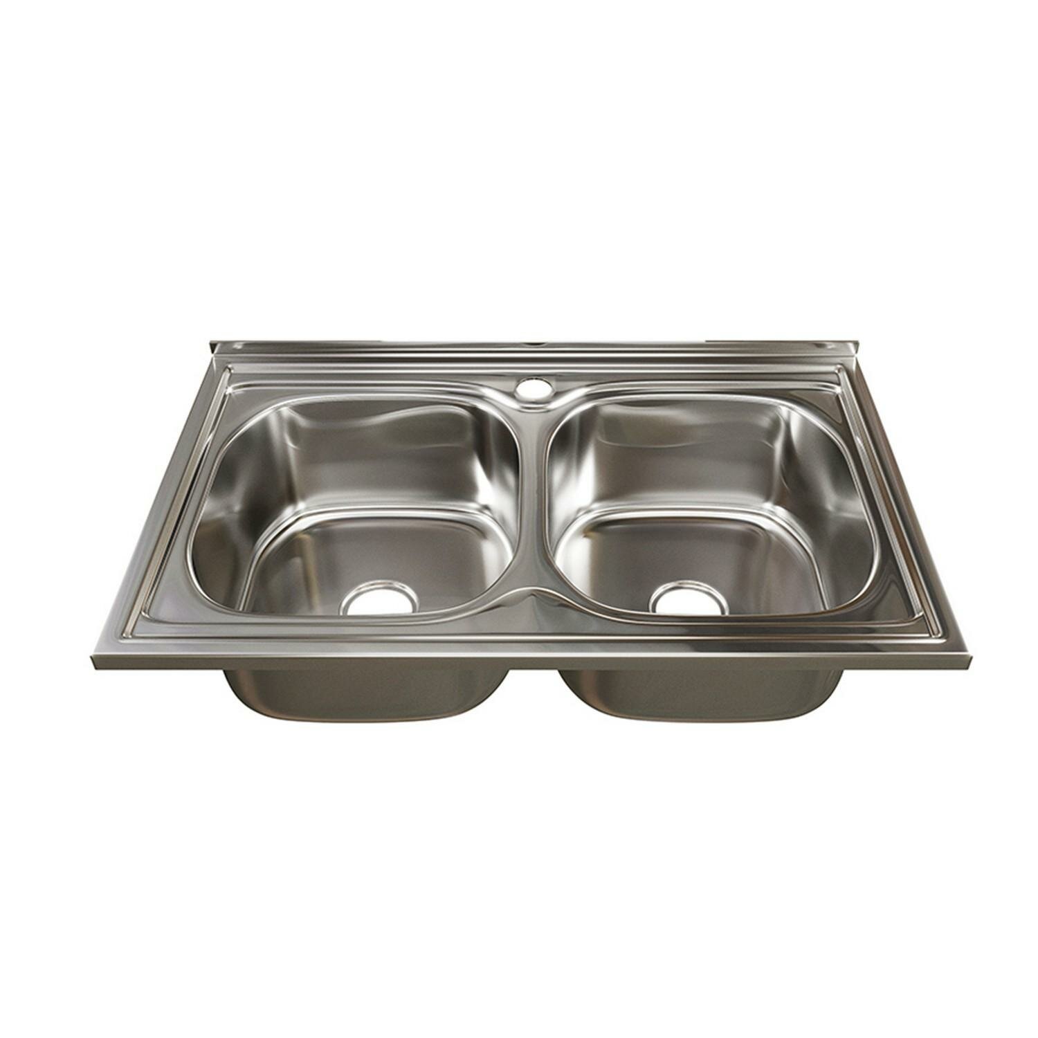 Мойка для кухни Mixline 80х50 530528 хром, 2 чаши, нержавеющая сталь