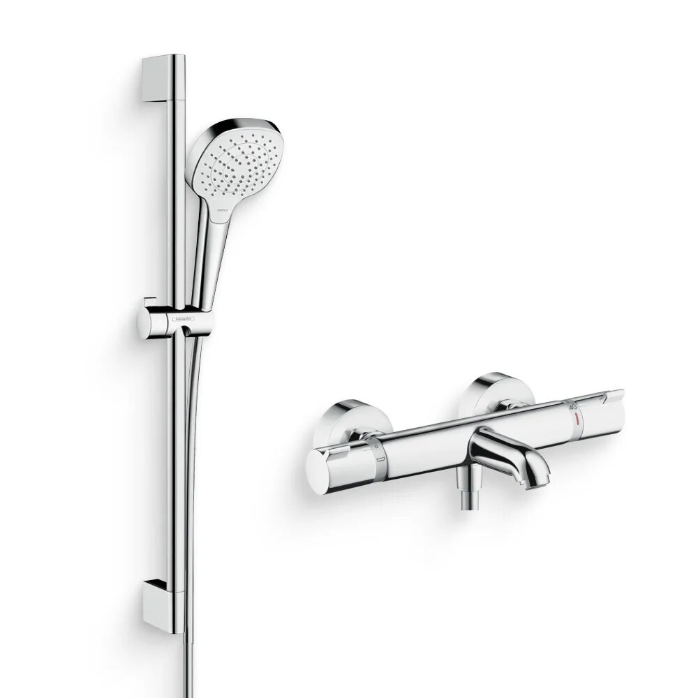 Душевой комплект Термостат Hansgrohe Ecostat Comfort 13114000, для ванны с душем, хром / Гарнитур Croma Select E Vario 26582400