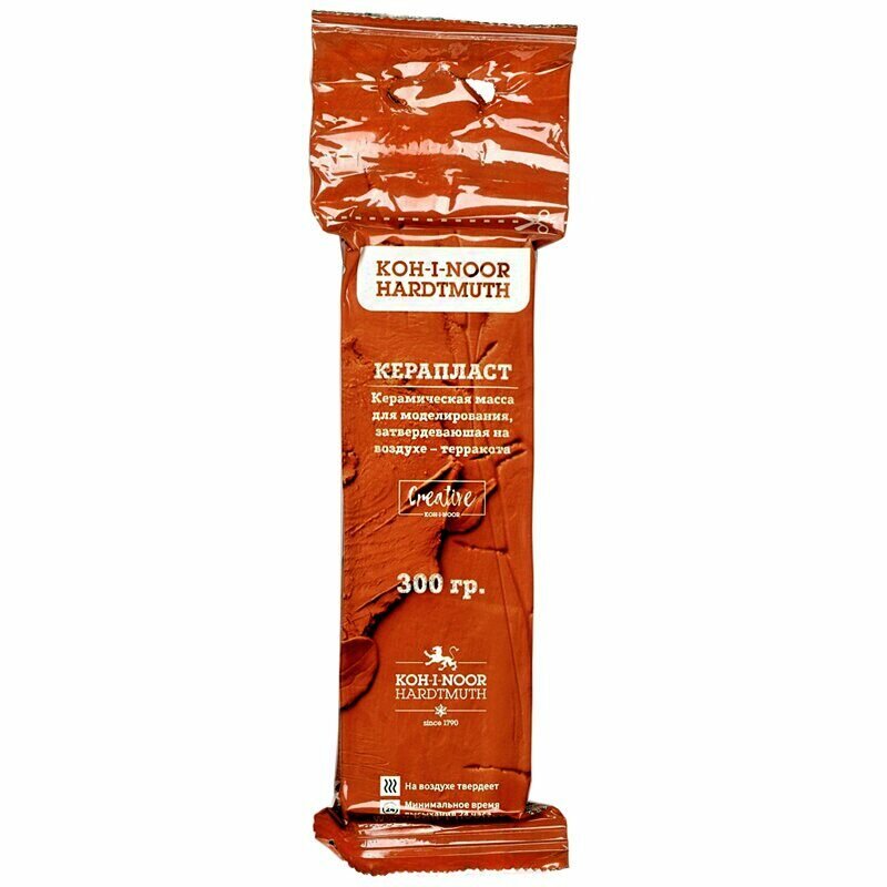 Масса для лепки керамическая Koh-I-Noor KERAplast, терракот, 300г, вакуумный пакет, европодвес, 013170900000RU/156206