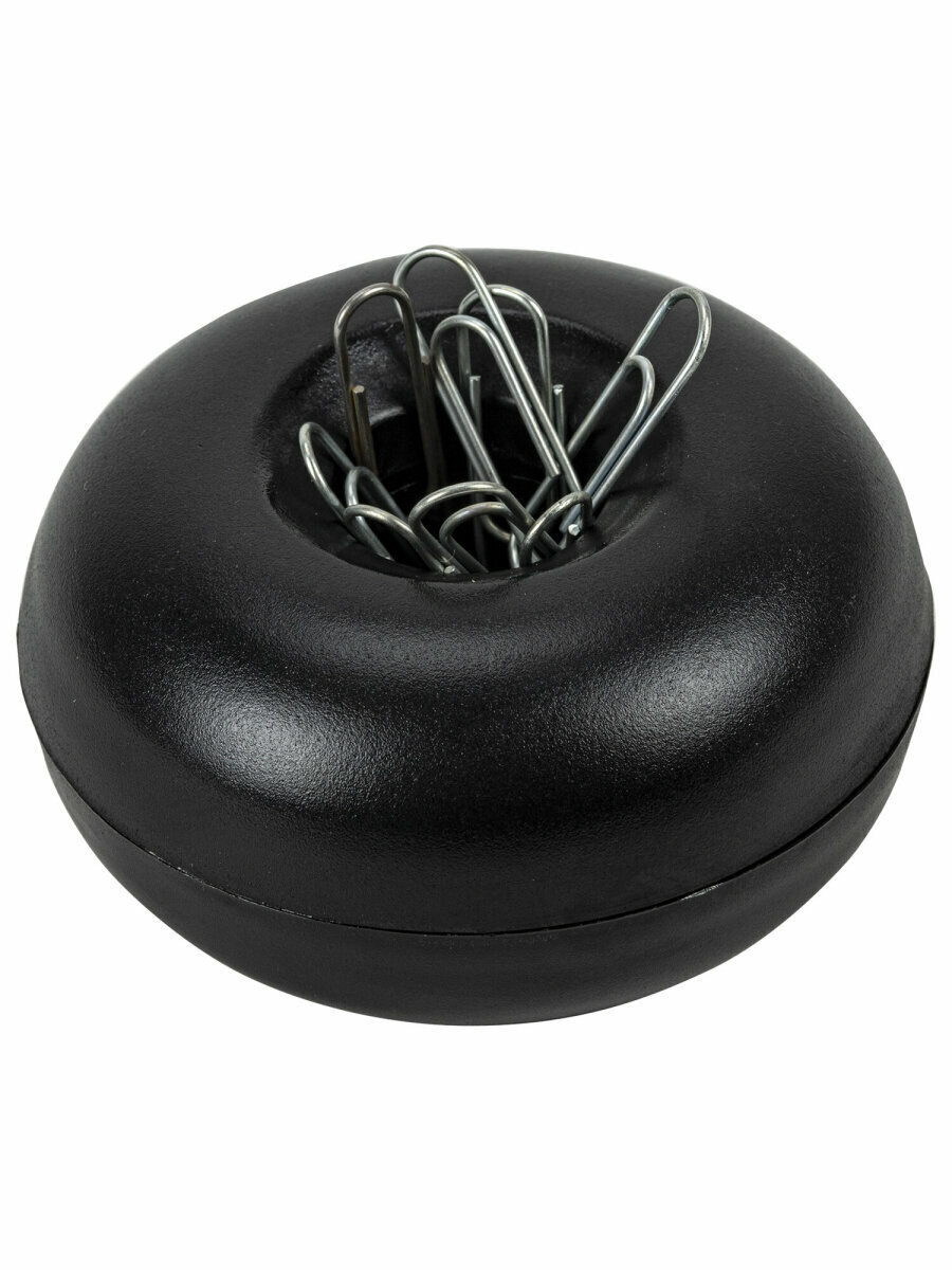 Скрепочница магнитная, органайзер, диспенсер для скрепок с магнитом настольный, черный прозрачный корпус, Staff, 226825