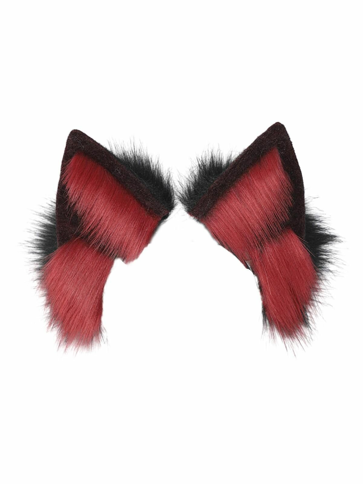 Кошачьи ушки на ободке, - Черный винно - красный D