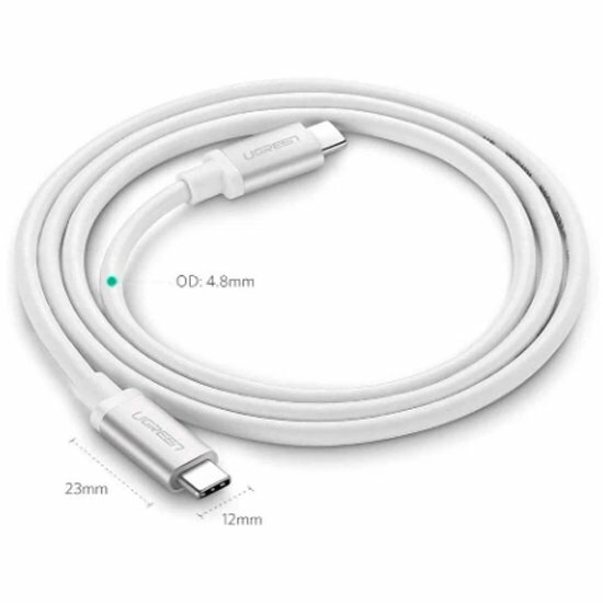 Кабель Ugreen US264 USB-C - USB-C, 2.0, 3A, 1 м, белый (60518)