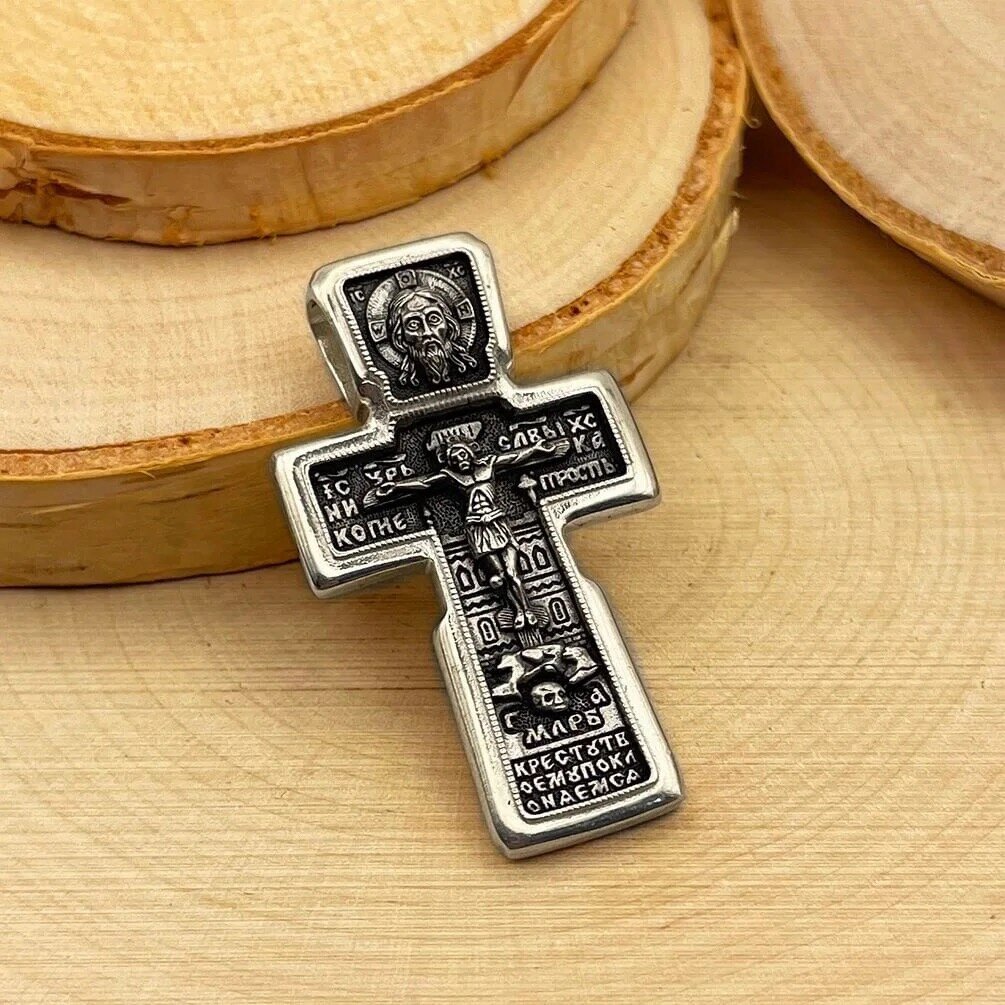 Крестик, серебро, 925 проба, чернение, оксидирование