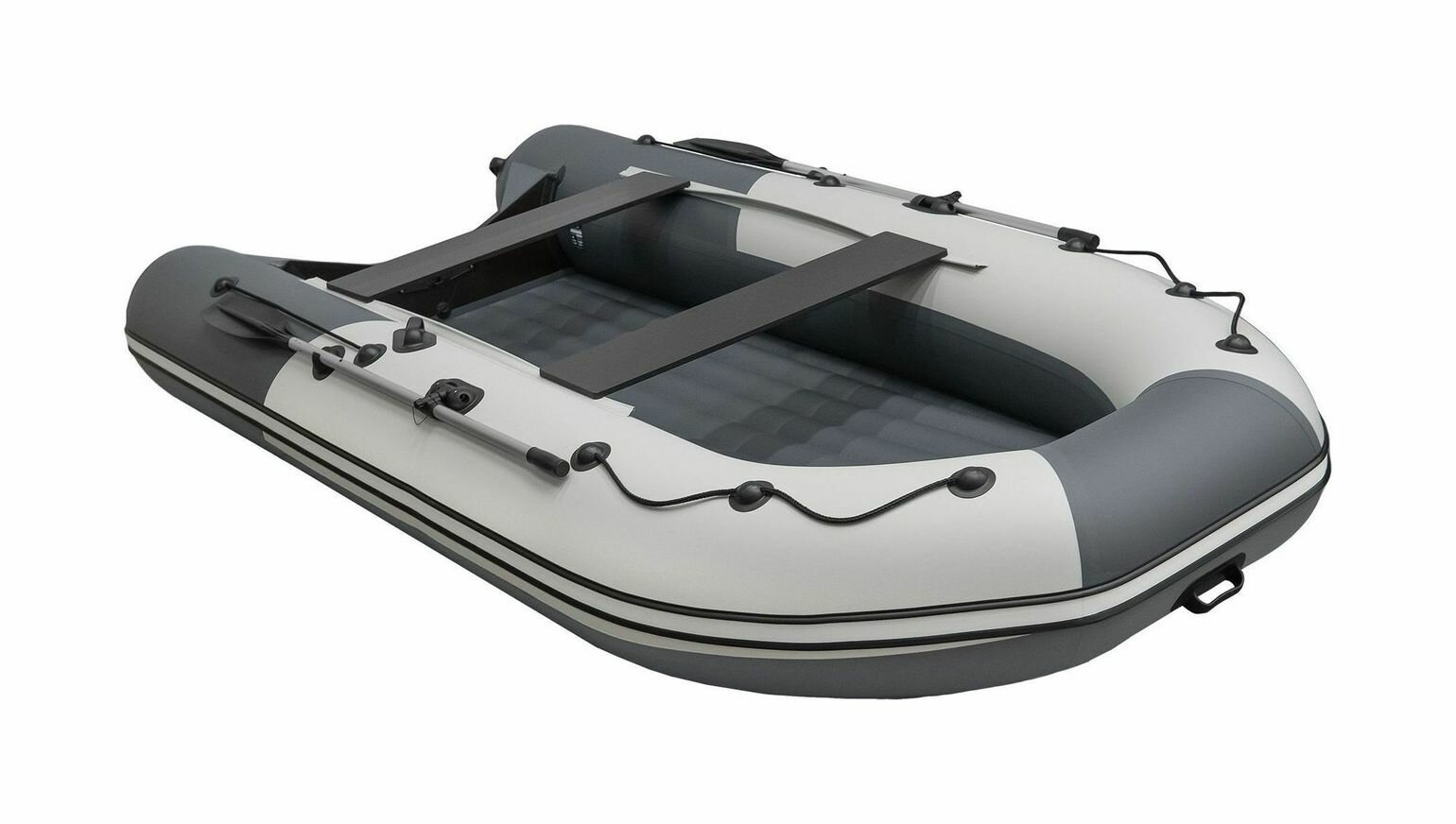 Надувная лодка ПВХ, Ривьера 3800 НДНД Компакт Комби, киль, светло-серый/черный