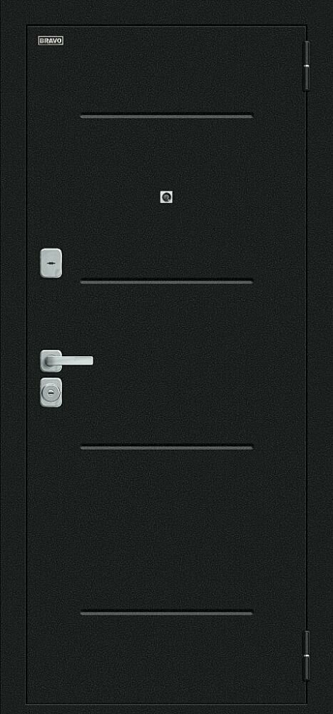 Входная Дверь Bravo Лайн/BChrome Букле черное/Cappuccino Melinga 960x2050мм Левое Открывание/ Браво.