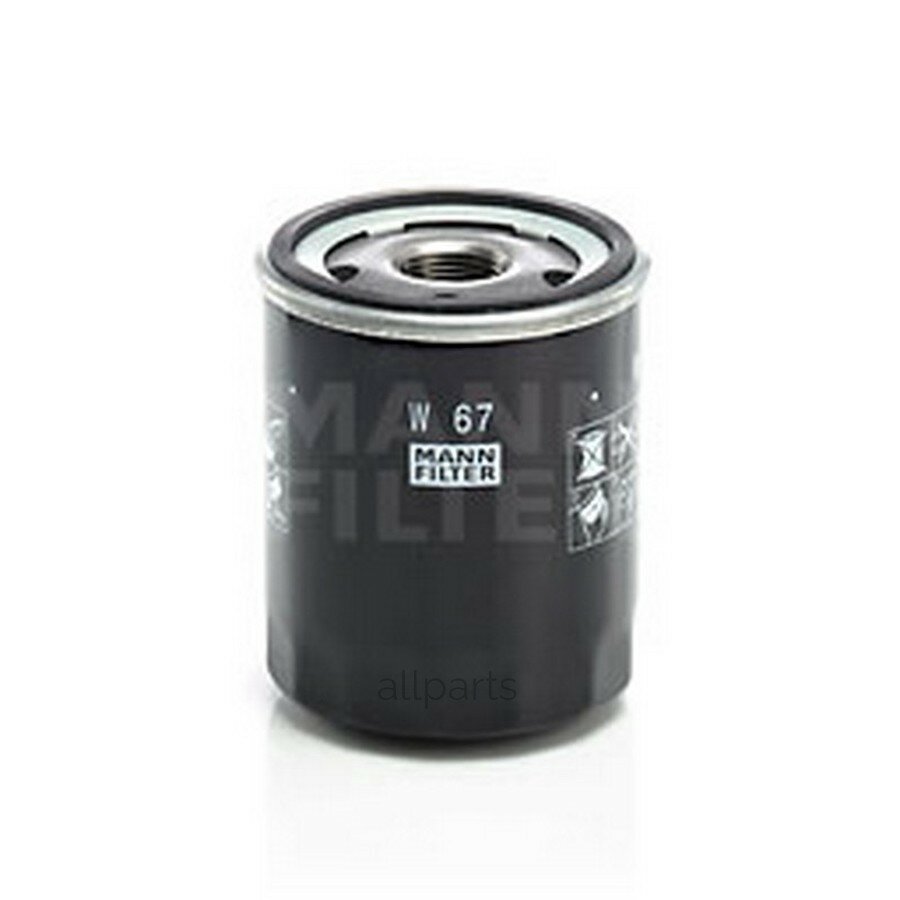 MANN-FILTER W 67 Фильтр масл. MITSUBISHI COLT VI/SMART 1.1-1.5L2004=>