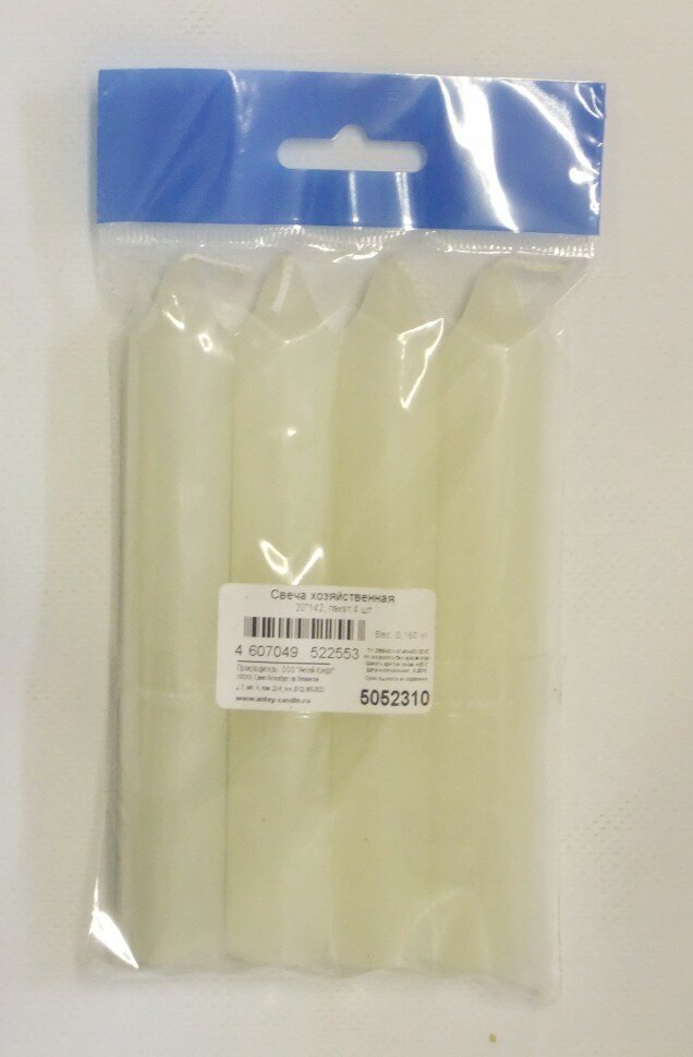 Свеча "антей", парафиновая, декоративная, 20х142 мм, комплект 4 шт.