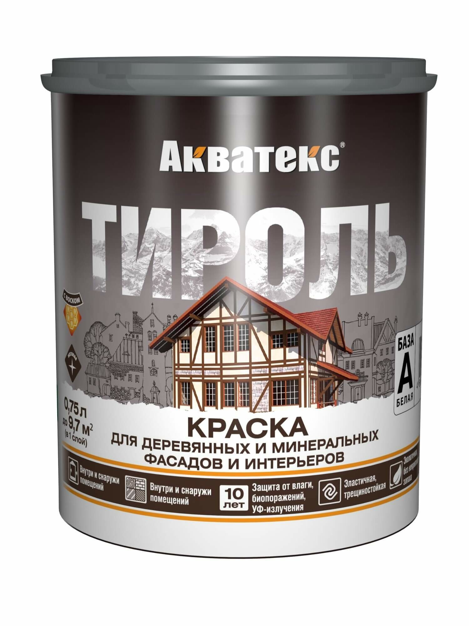 Краска универсальная Акватекс Тироль (0,75л) белая
