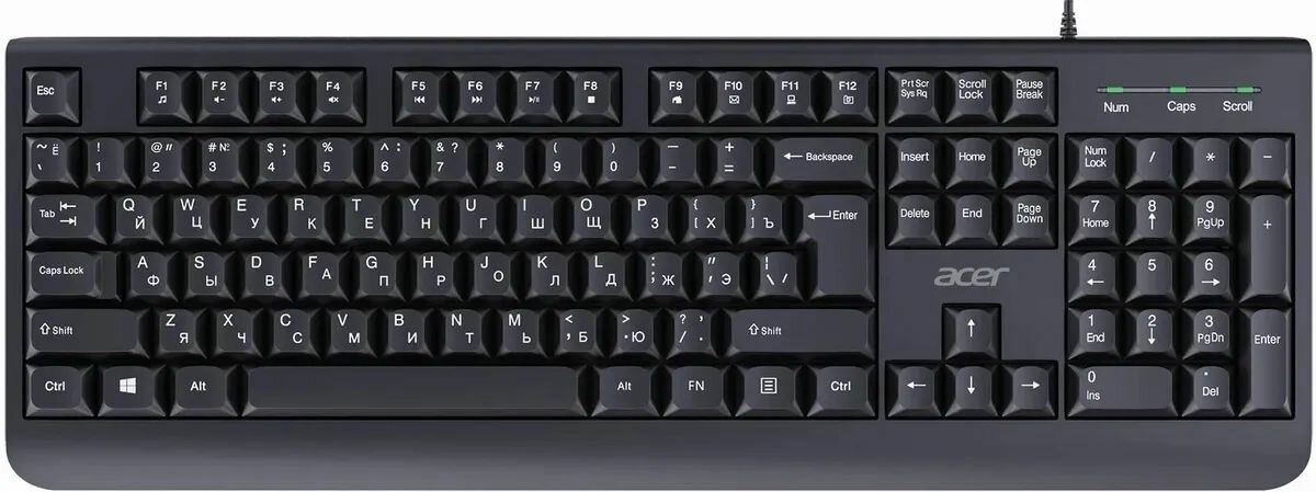 Клавиатура Acer OKW400 черный USB Multimedia (ZL. KBDEE.01C) кабель 1.8м