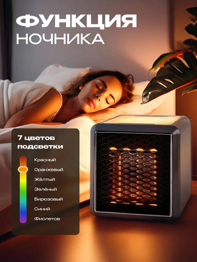 Тепловентилятор, напольный, для дома, черный, настольная установка — фото 1