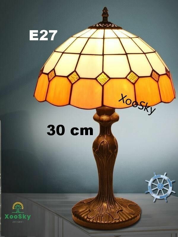 Настольная лампа Тиффани с мозаикой 30 CM, XooSky X09S, Отельный прикроватный светильник