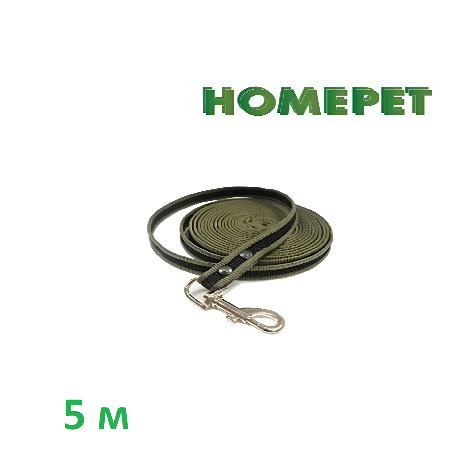 Поводок Homepet, нейлон, длина 5 м, ширина 18 мм, антирывковый, зеленый