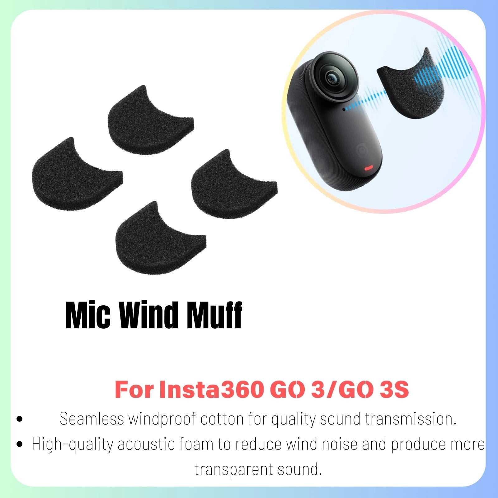 Магнитный кулон Insta360 GO 3S, Mic Wind Muff, Black