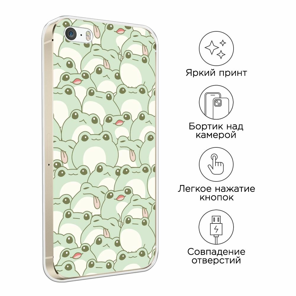 Чехол на Apple iPhone 5/5S/SE / Айфон 5/5S/SE с принтом "Море жабок" — фото 1